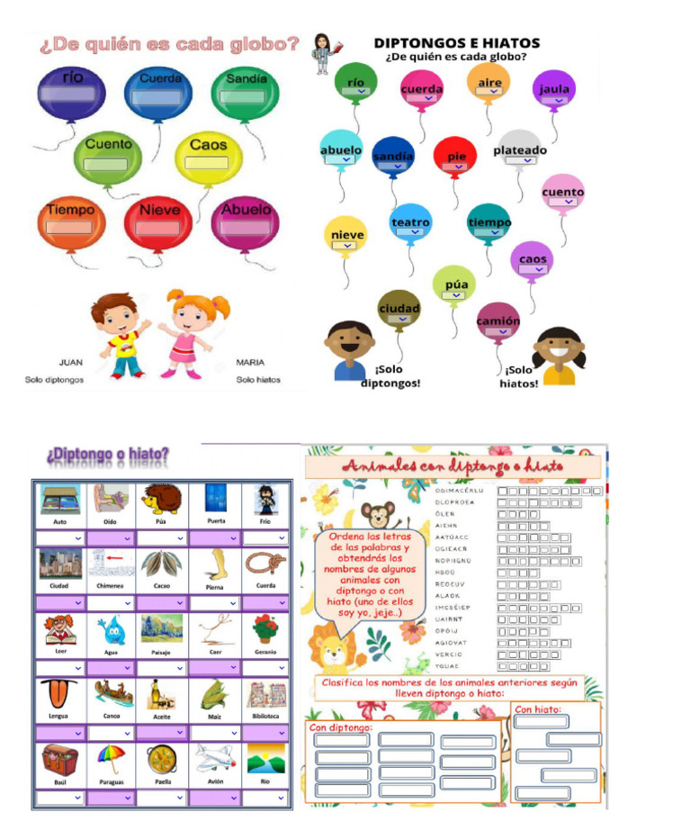 Ejercicios Diptongos e Hiatos | PDF