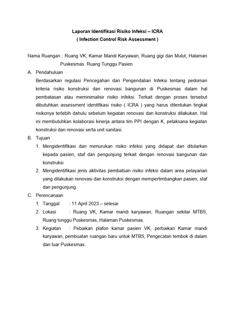 Laporan Identifikasi Resiko Infeksi | PDF