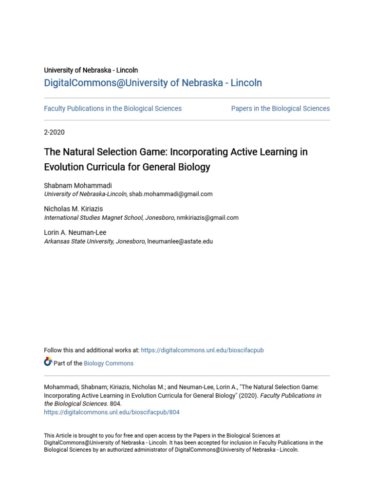 The Natural Selection Game | PDF