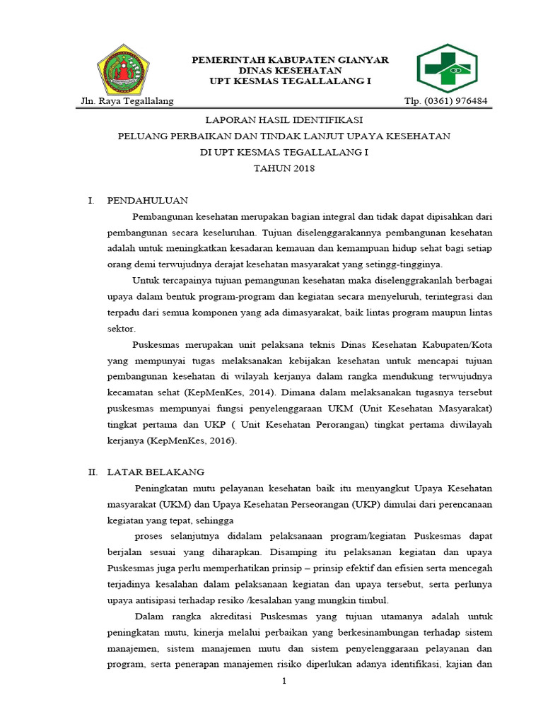 1.1.3.1 Laporan Identifikasi 2018 | PDF