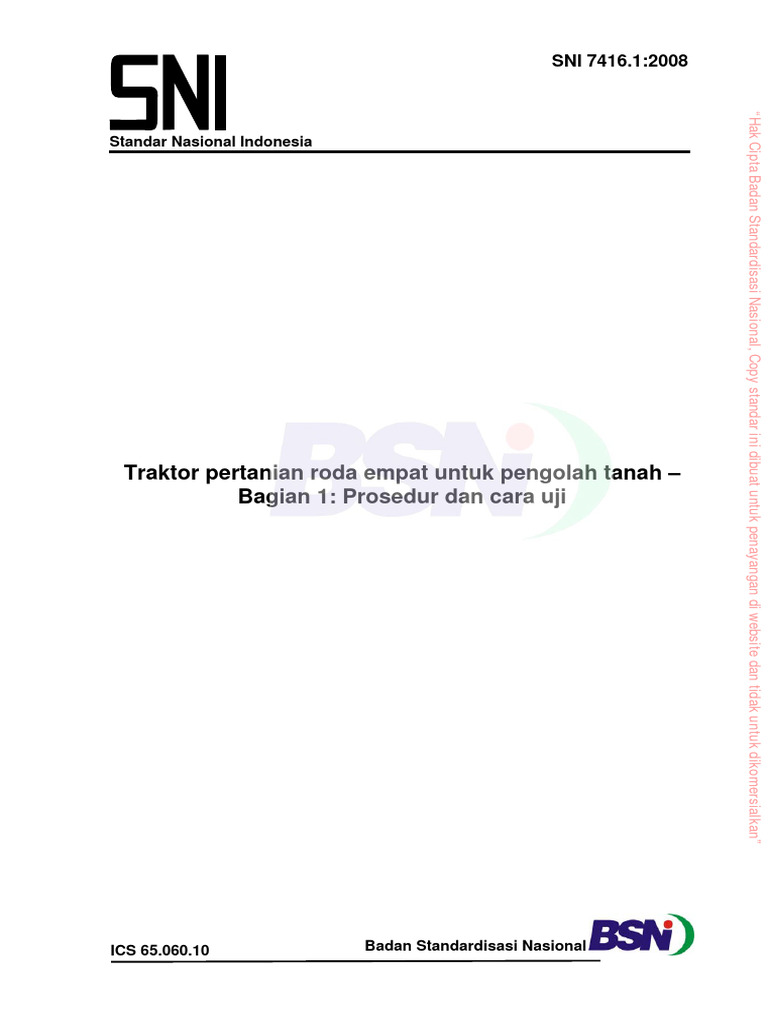 Prosedur Uji Traktor Roda Empat | PDF | Teknologi & Rekayasa