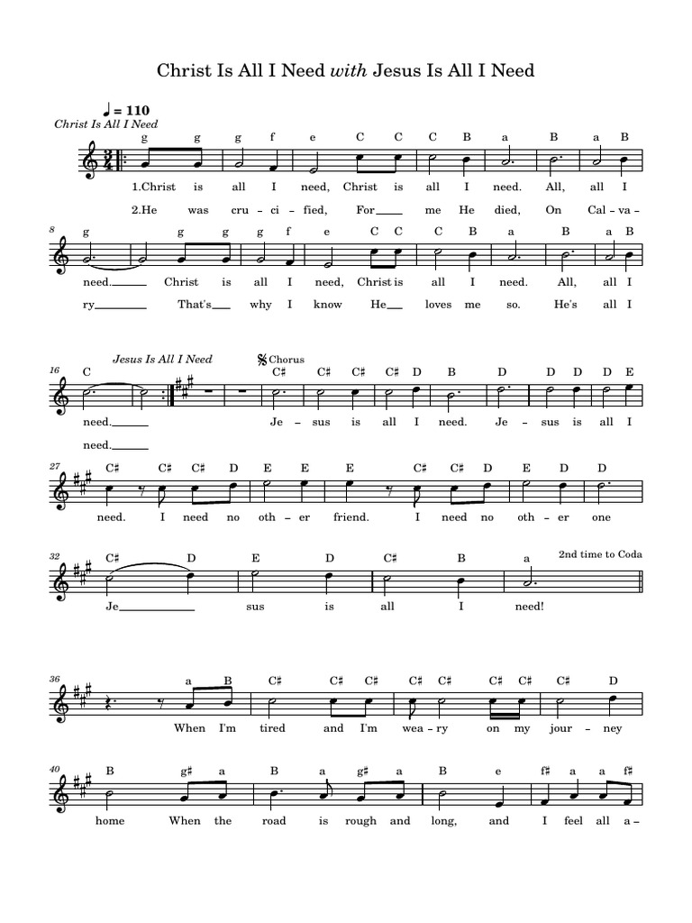 Christ Is All I Need With Jesus Is All I Need - Recorder | PDF | Pitch ...