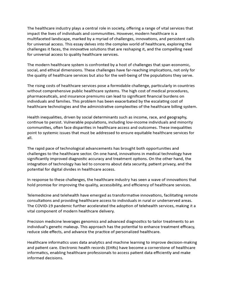 Healthcare Essay | PDF