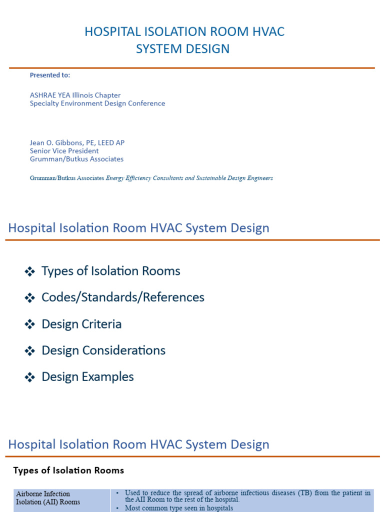 Airborne Infection Room Design - ASHRAE Illinois | PDF | Infection ...