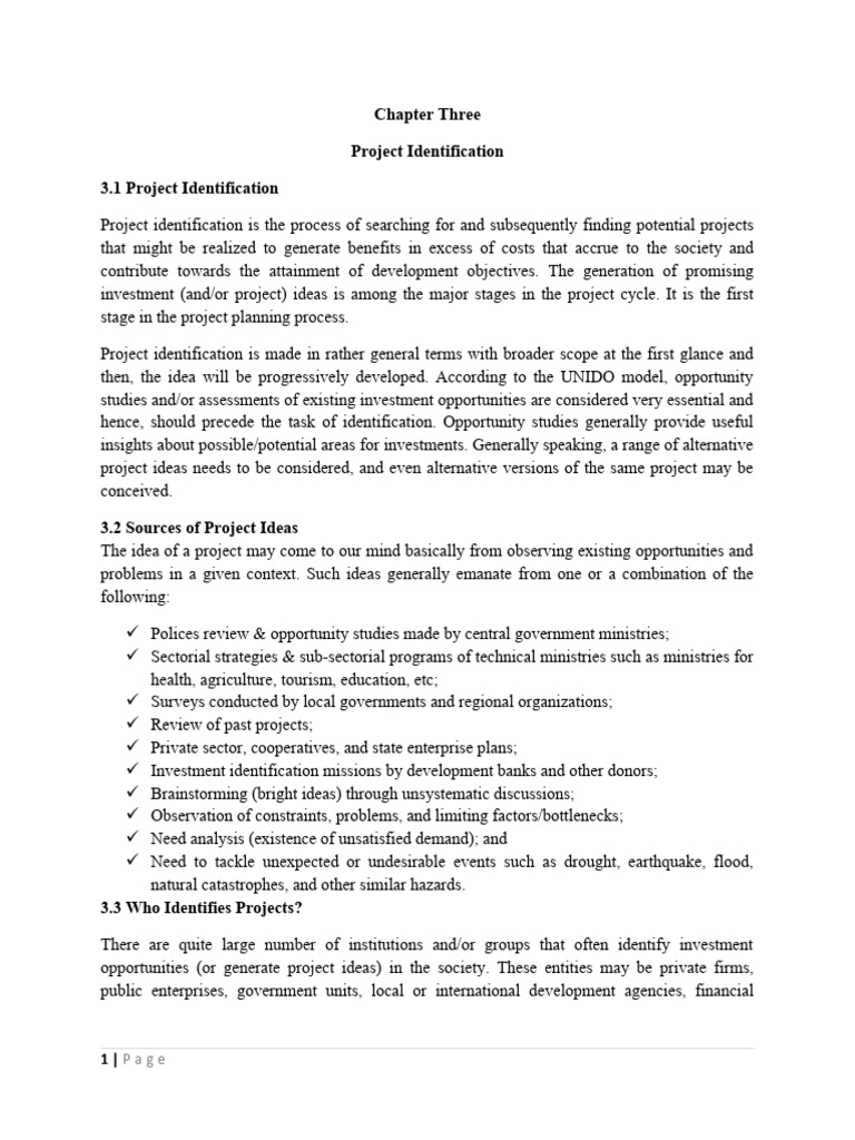 Chapter 3-Project Identification | PDF