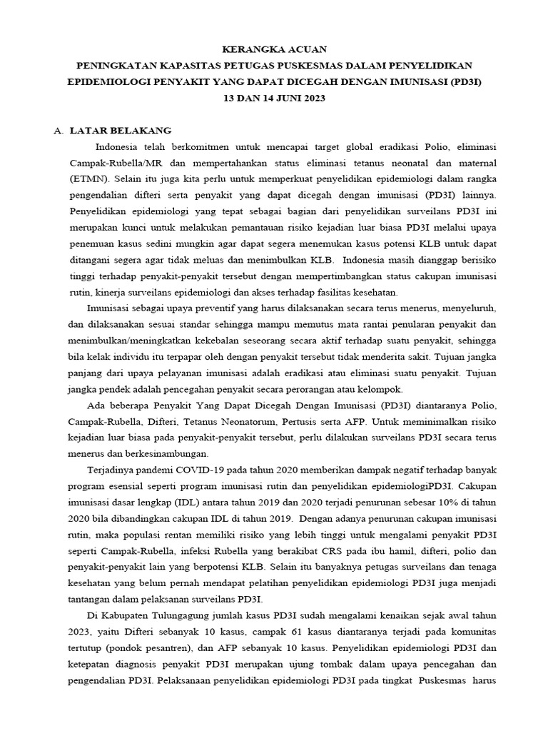 Kak Peningkatan Kapasitas Pe Pd3i | PDF