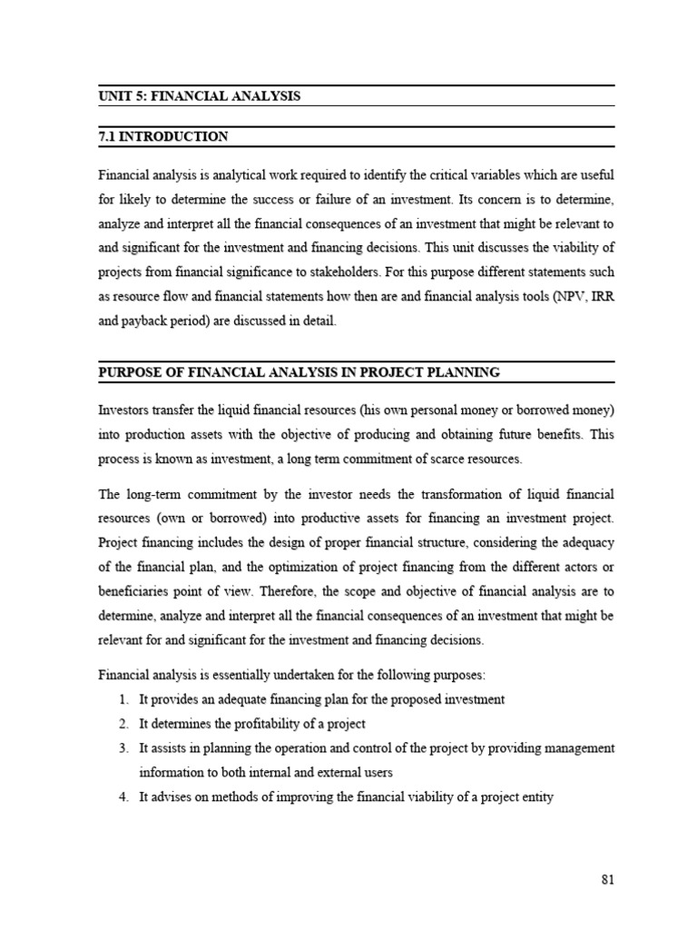 Chapter 5-Financial Anlysis of Project | PDF | Finance & Money Management