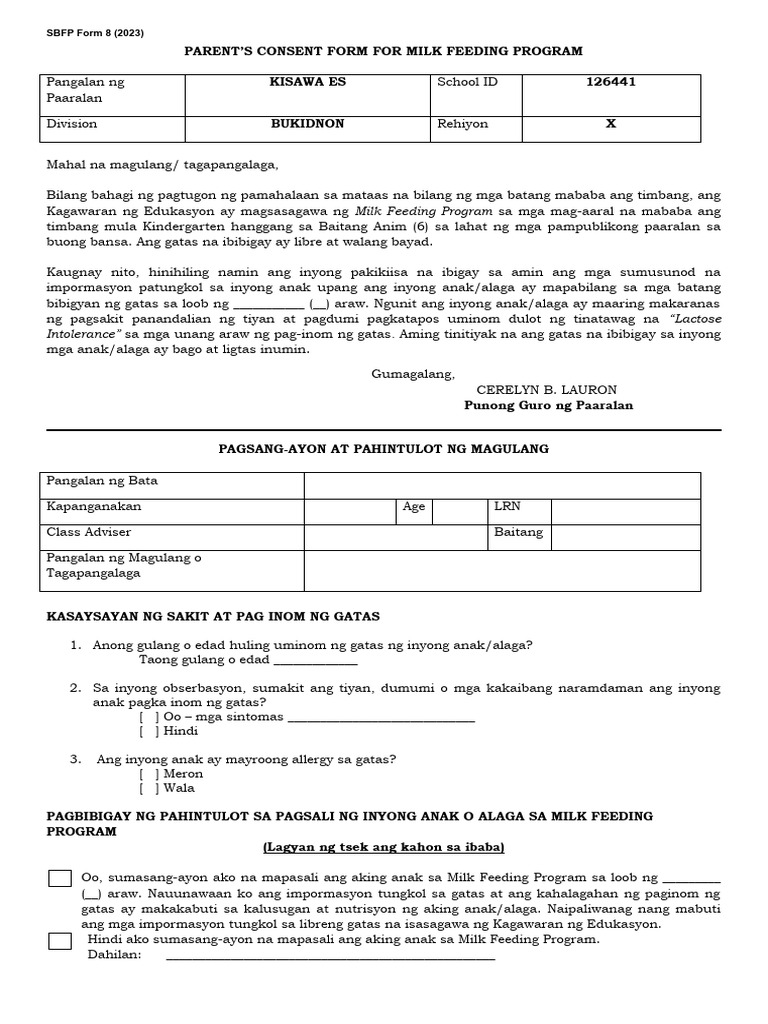 SBFP Form 8 2023 | PDF