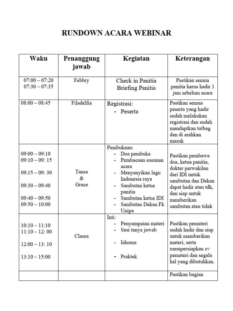 RUNDOWN ACARA WEBINAR REVISI | PDF