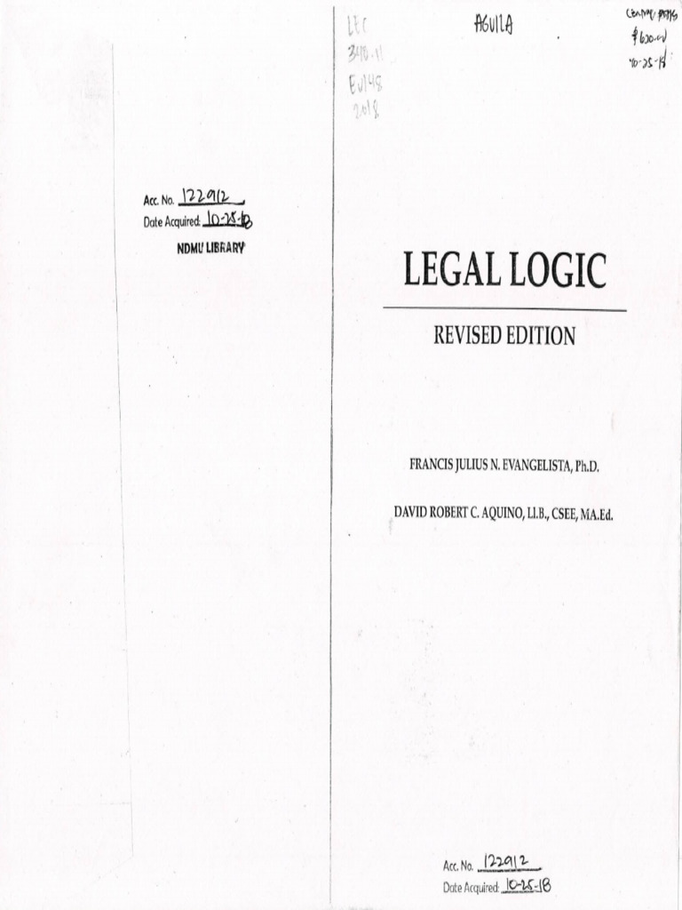 Legal Logic Book Aquino Latest Edition | PDF
