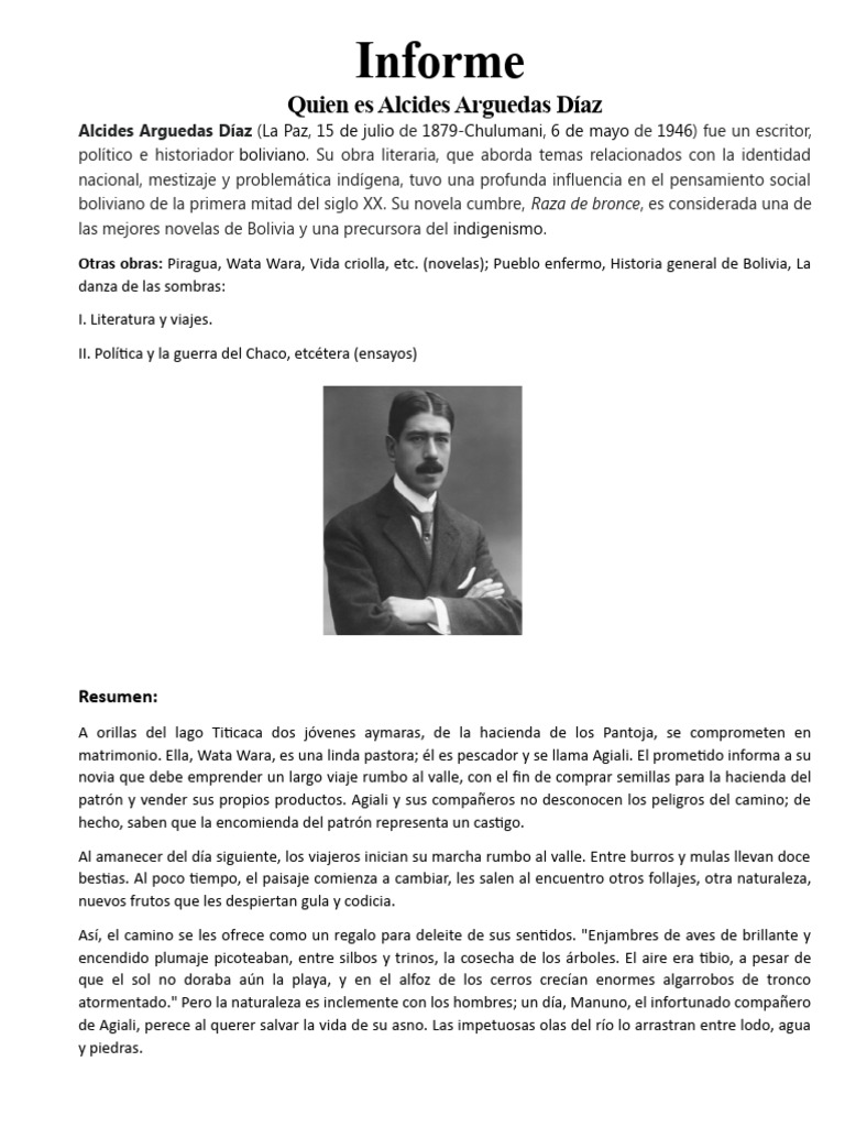 Alcides Arguedas | PDF | Libros para adolescentes