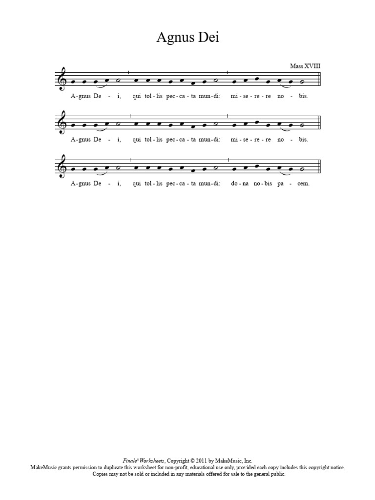 Agnus Dei (Chant) | PDF