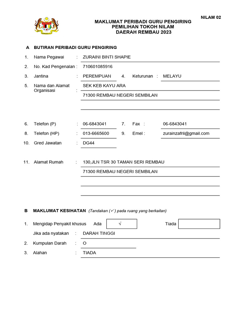 NILAM 02 -Borang | PDF