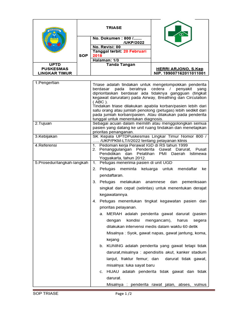 Sop Triase | PDF