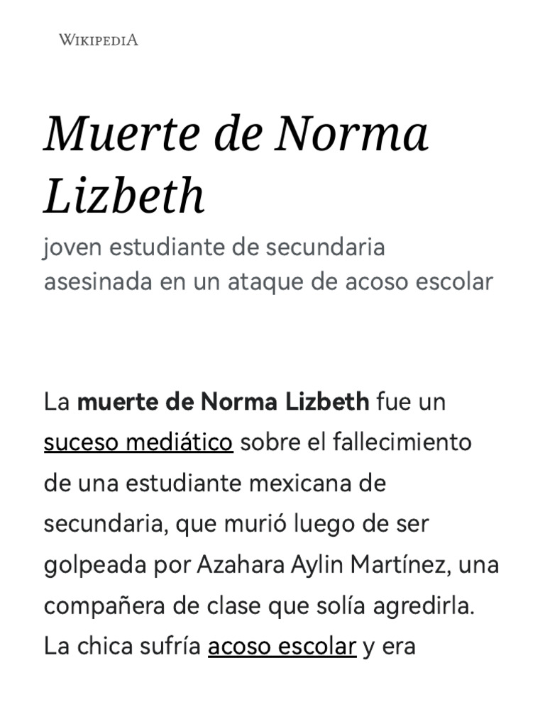 Muerte de Norma Lizbeth - Wikipedia, La Enciclopedia Libre | PDF | México