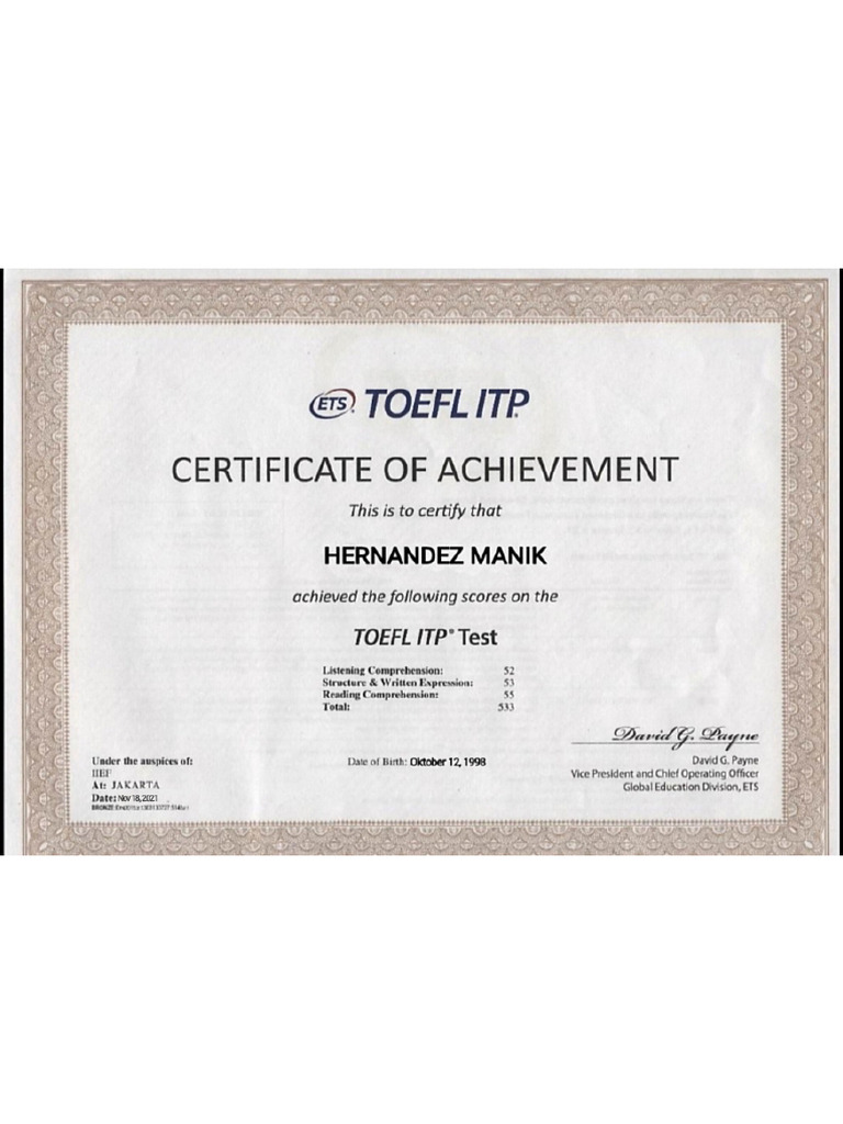 Sertifikat TOEFL Itp Atau TOEFL PBT Ibt Atau Ielts Atau Toeic Untuk ... Sertifikat TOEFL Itp Atau TOEFL PBT Ibt Atau Ielts Atau Toeic Untuk ...