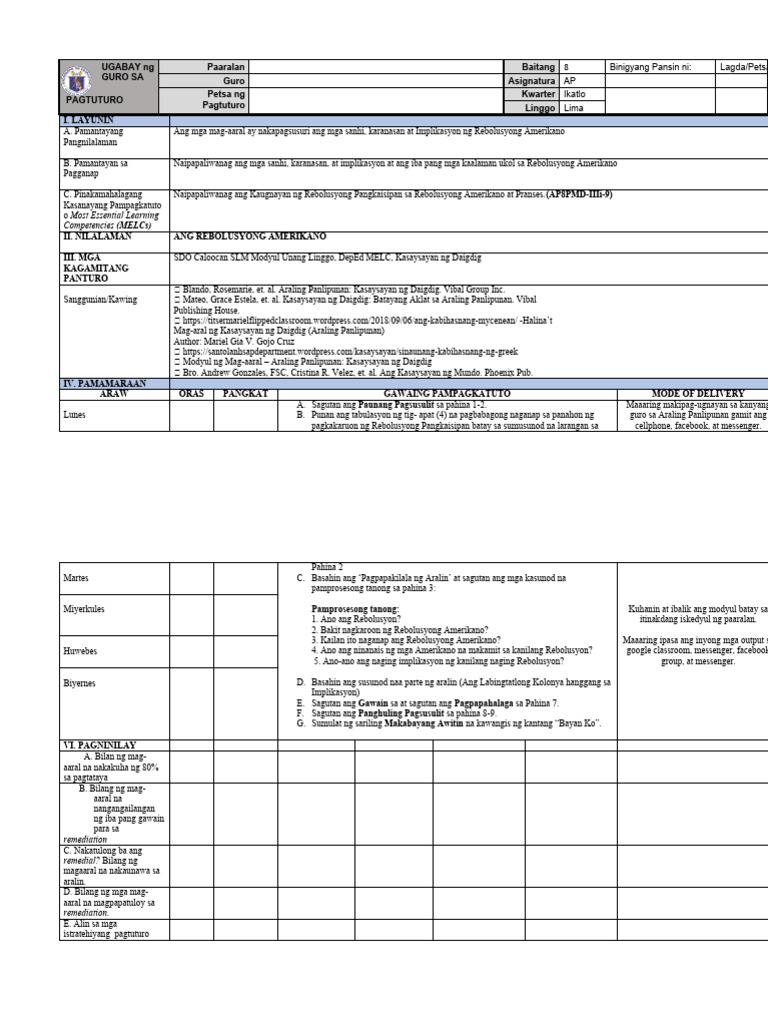 GABAY GURO SA PAGTUTURO Sa AP8 Q3 W5 | PDF