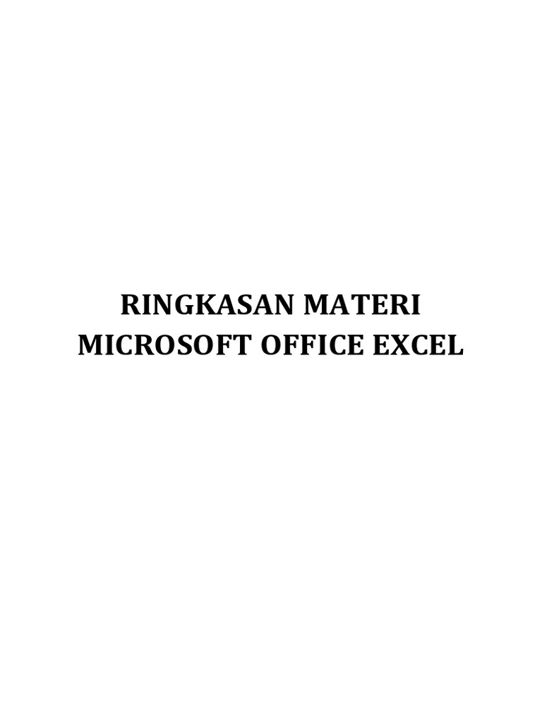 Adoc - Pub Ringkasan Materi Microsoft Office Excel | PDF | Metode & Bahan Ajar | Komputer