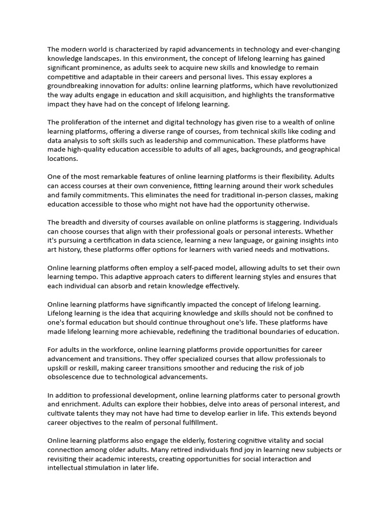 Online Learning Essay | PDF