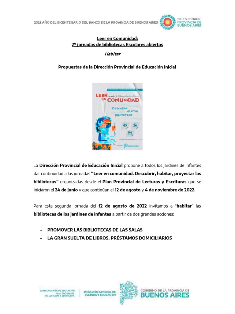 Anexo 1 - Leer en Comunidad-Habitar - Dpei | PDF | Educación de la ...