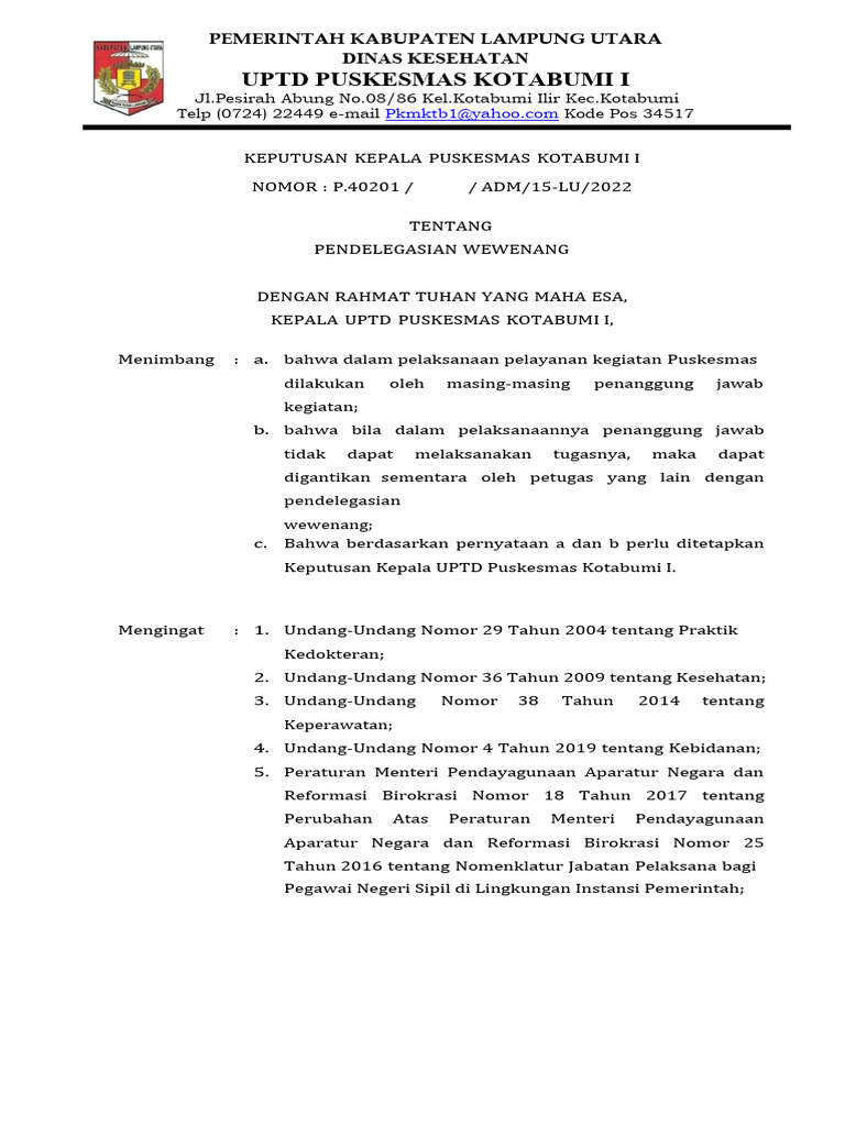 Sk Pendelegasian Wewenang Pdf