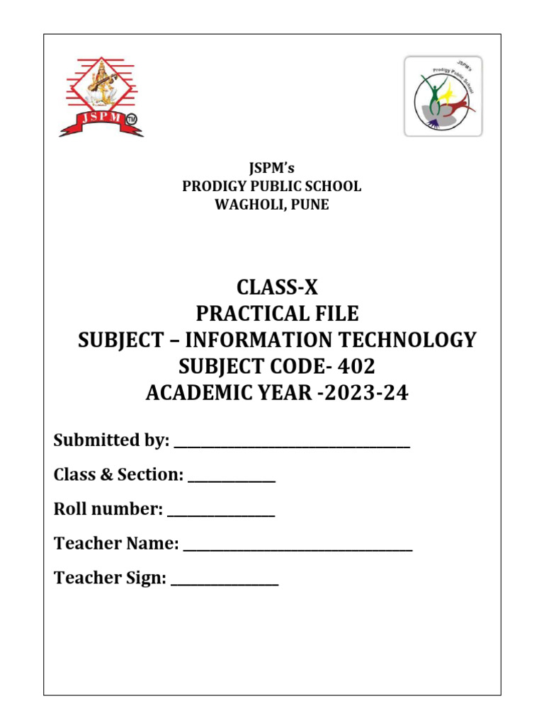 GRADE 10 PRACTICAL FILE - To Print - IT | PDF | Computers
