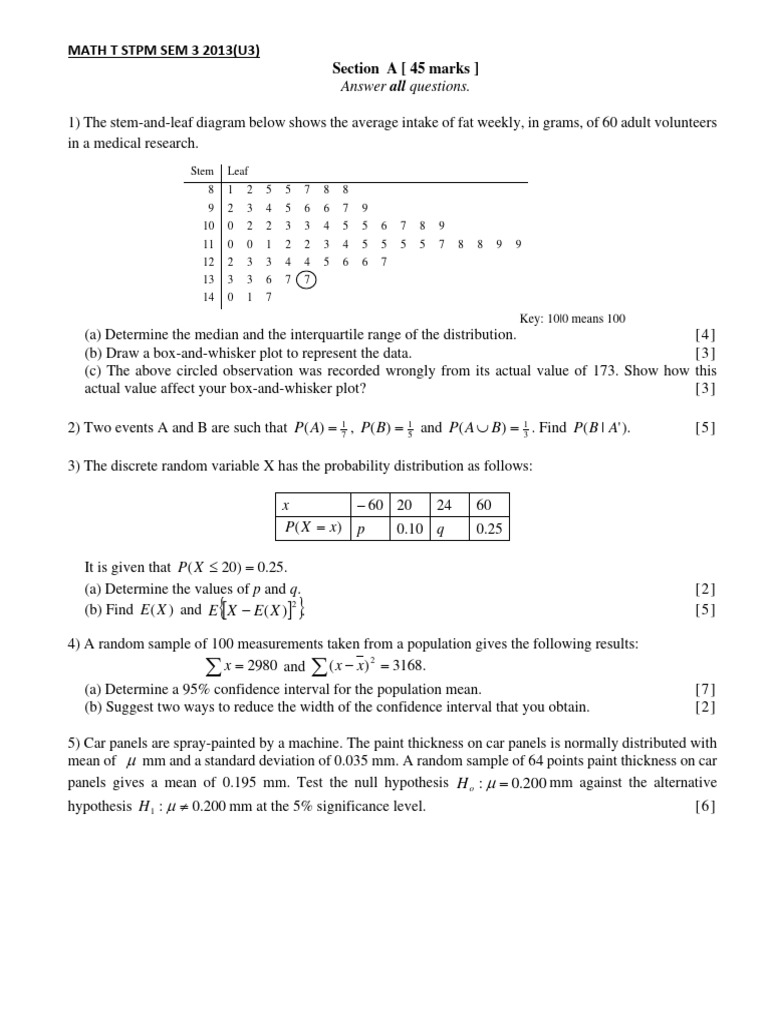 MATH T STPM SEM 3 2013(U3) | PDF