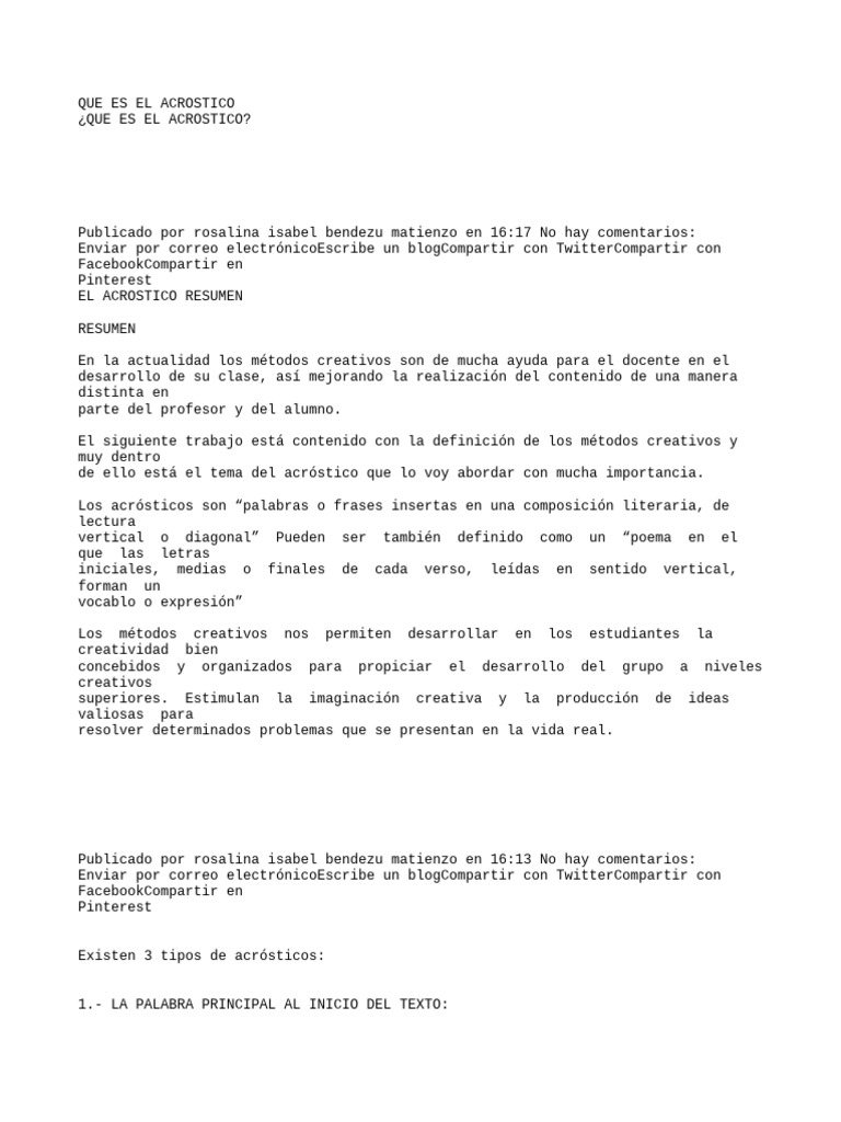 Definición y Función del Acróstico | PDF | Creatividad | Palabra