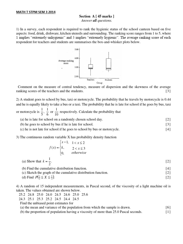 Math T STPM Sem 3 2014 | PDF