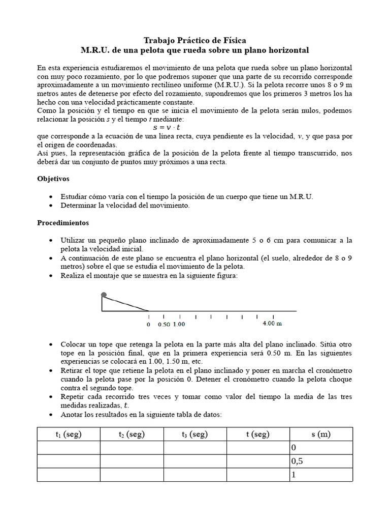 TP MRU PIA 4to año | PDF | Velocidad | Ciencias fisicas
