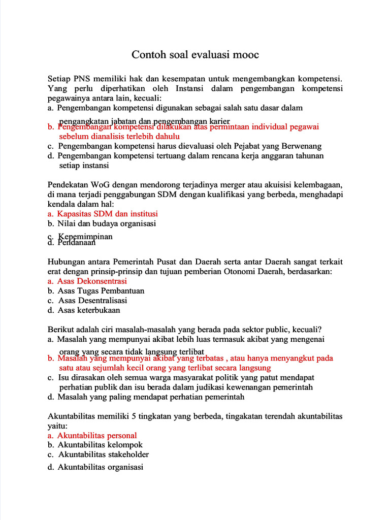 PDF Contoh Soal Evaluasi Mooc - Compress | PDF