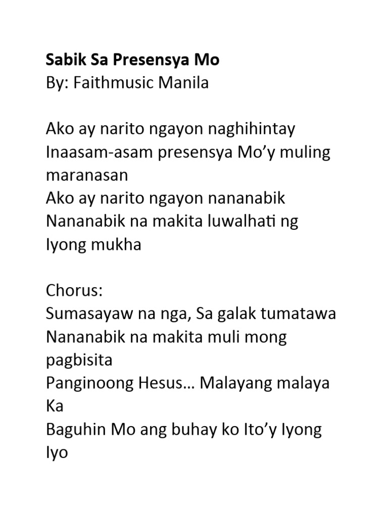 Sabik Sa Presensya Mo | PDF