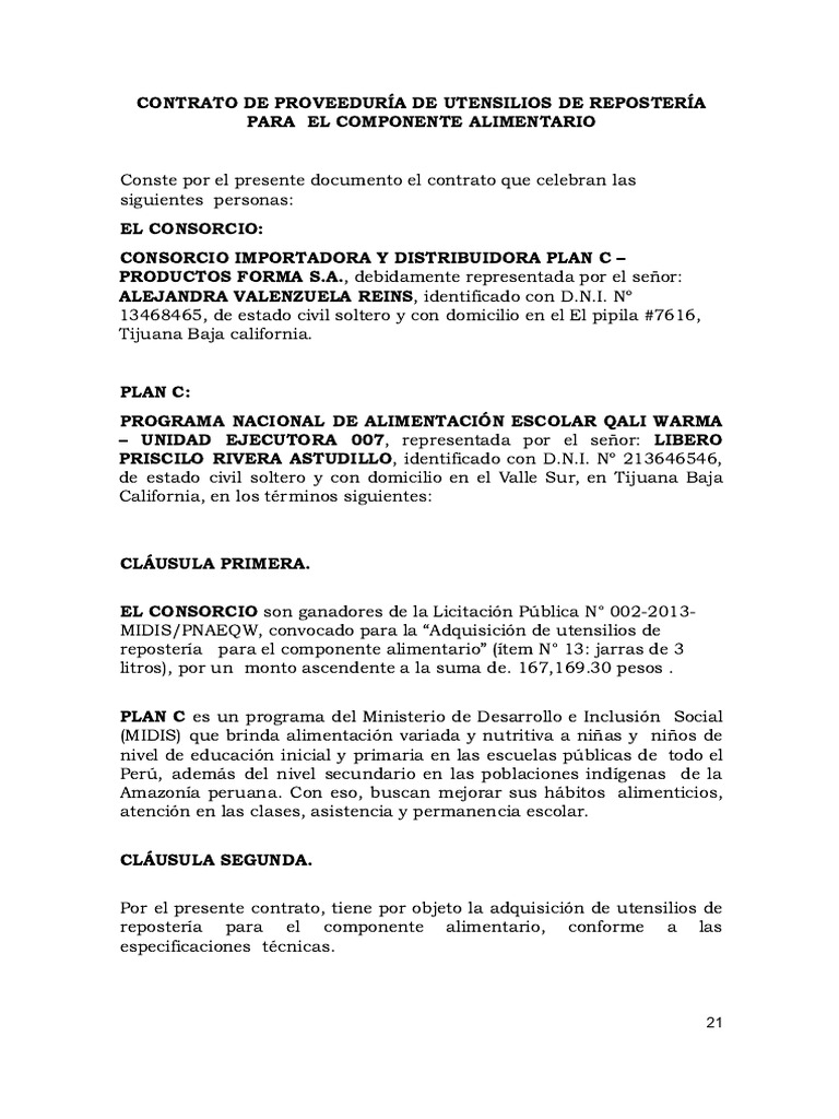 Contrato de Proveedores | PDF