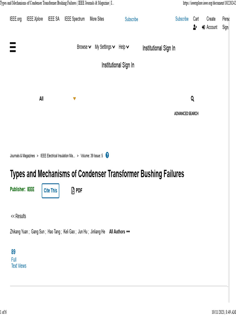 Types and Mechanisms of Condenser Transformer Bushing Failures | PDF