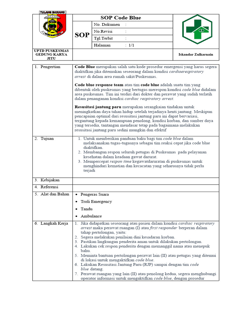 SOP Code Blue | PDF
