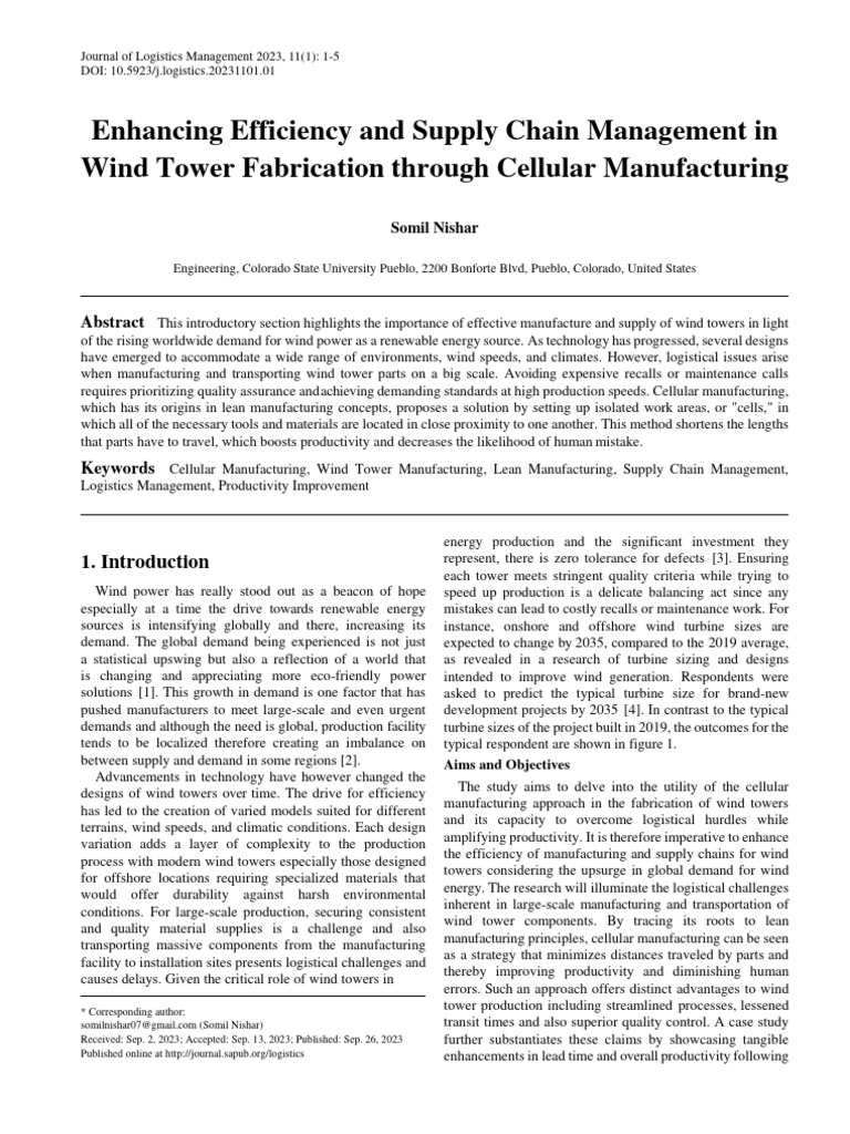 Enhancing Efficiency and Supply Chain Management in Wind Tower ...