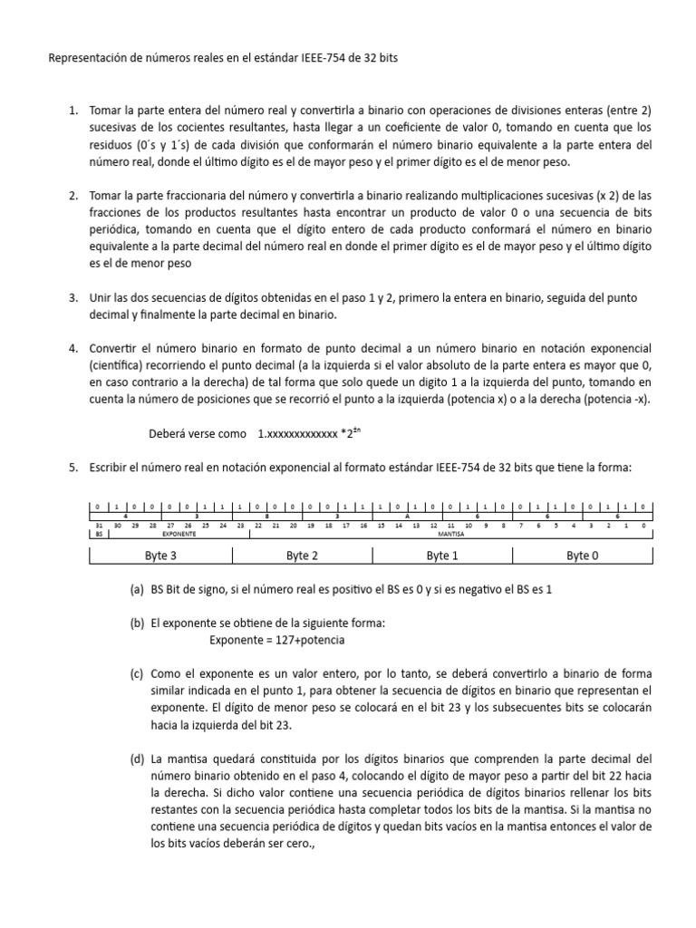 Representación de Números Reales en El Estándar IEEE | PDF