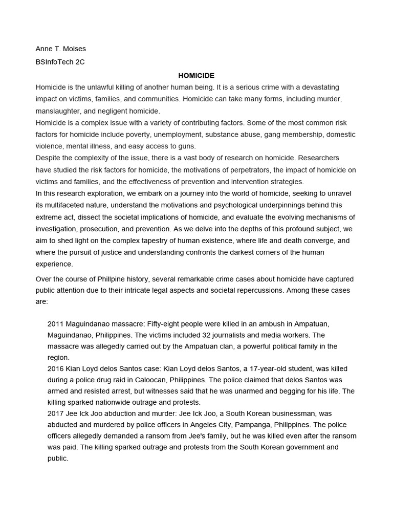 Homicide Pdf Homicide Murder