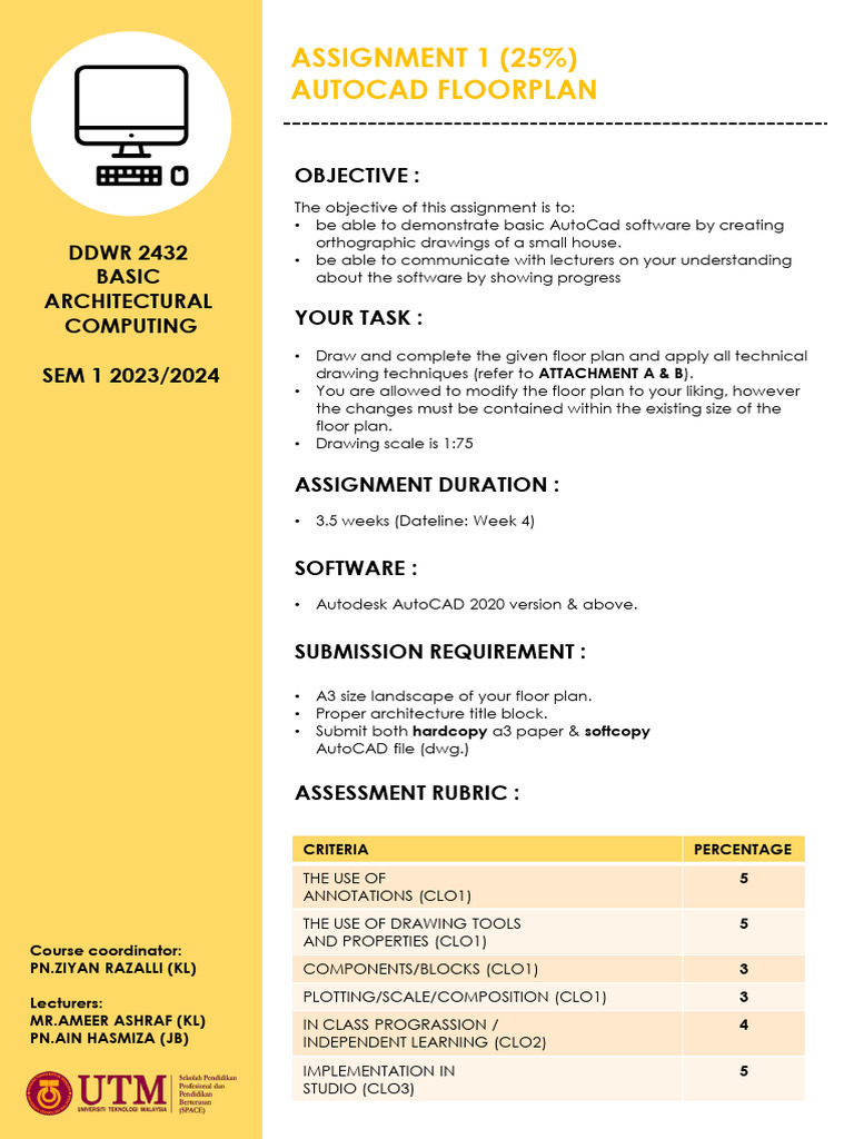 01 Assignment 1 Autocad Brief | PDF