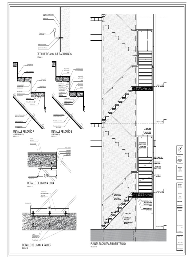Ficha 04b Detalle Escalera Ascensor | PDF | Ingeniería de Edificación | Ingeniería