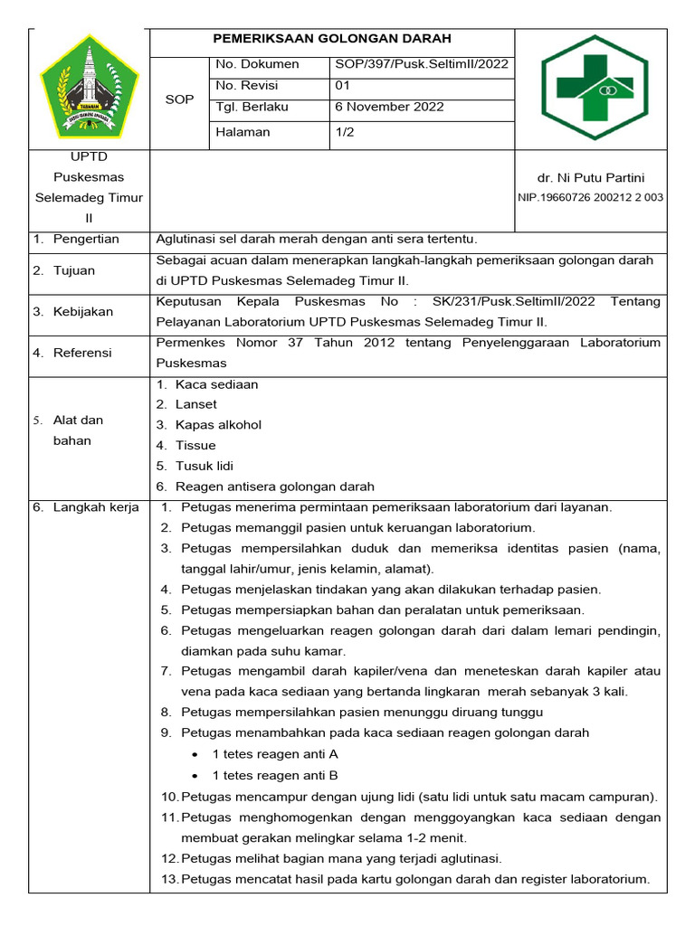 Pemeriksaan Golongan Darah Pdf