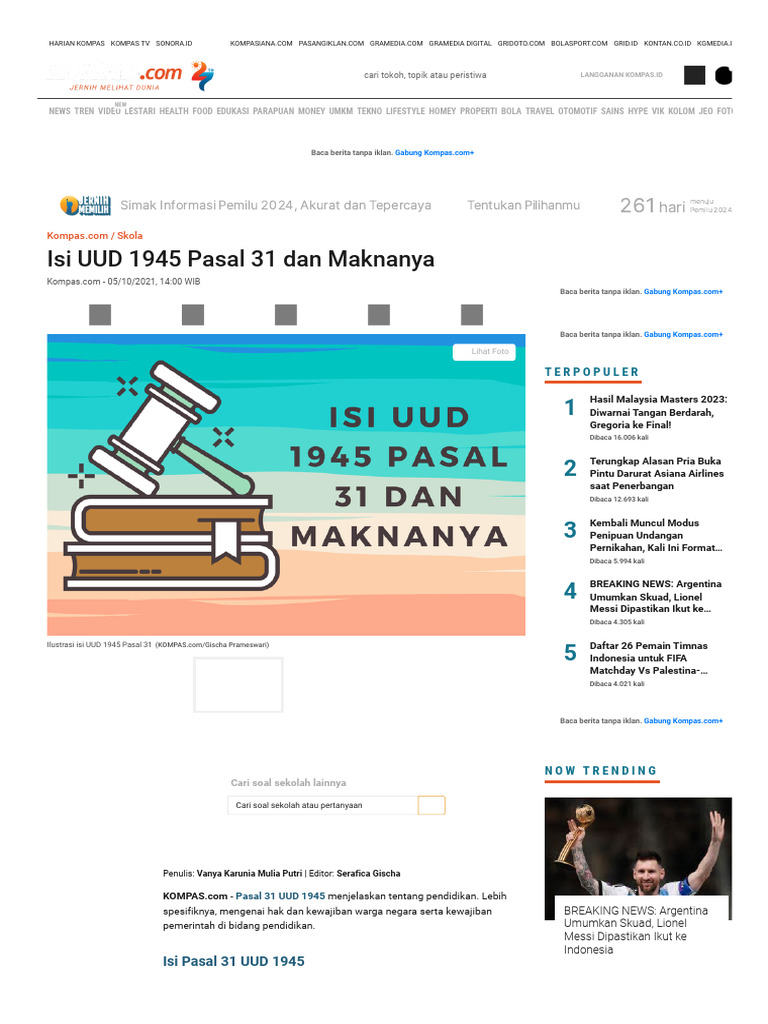 Isi Uud 1945 Pasal 31 Dan Maknanya Pdf