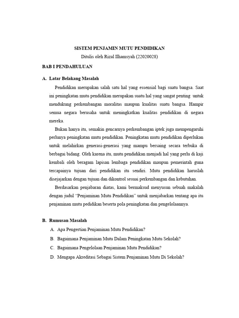Sistem Penjamin Mutu Pendidikan | PDF