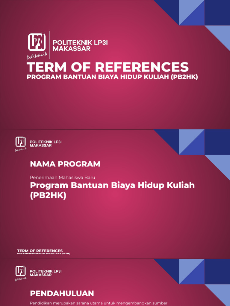 TOR - Program Bantuan Biaya Hidup (Versi 2) | PDF
