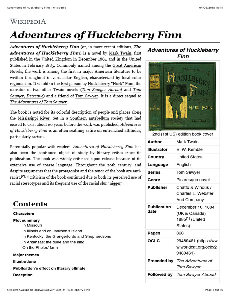 Adventures of Huckleberry Finn | PDF | Adventures Of Huckleberry Finn ...