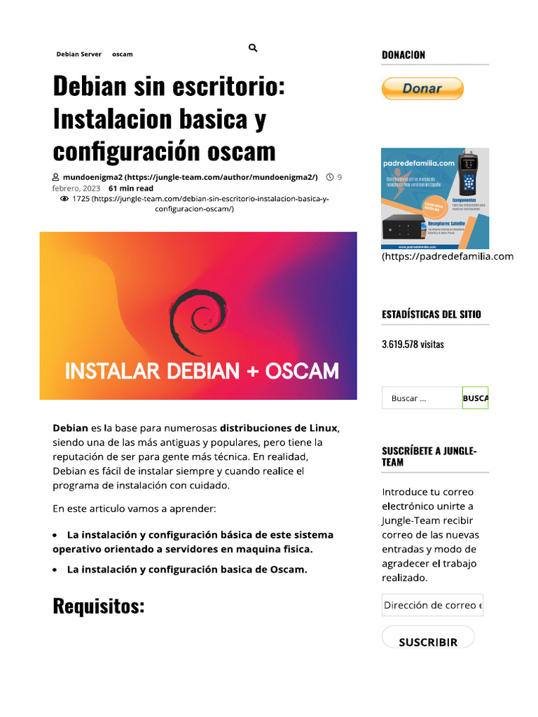 Debian Sin Escritorio - Instalacion Basi... Configuración Oscam | PDF