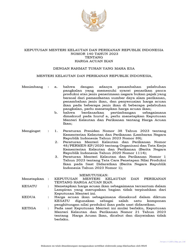 Kepmen Kp Nomor 140 Tahun 2023 Tentang Hai Pdf
