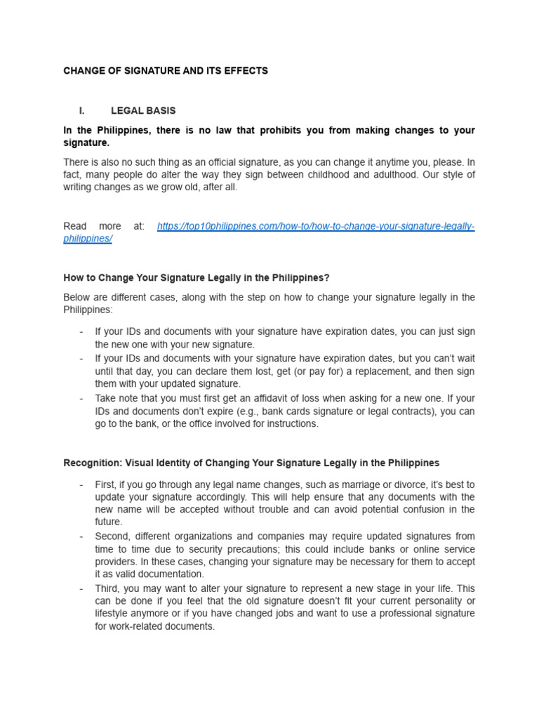 Change of Signature and Its Effects | PDF