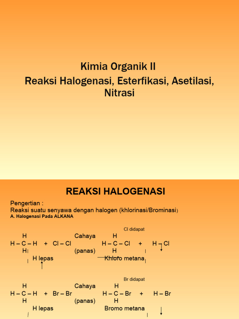 2 - RX - Halogenasi, Esterifikasi, Asetilasi, Nitrasi | PDF