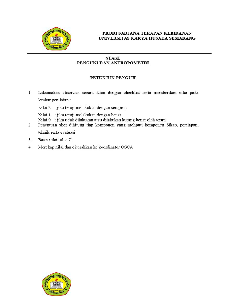 Soal Dan Ceklist Osca Neo Pemeriksaan Fisik | PDF